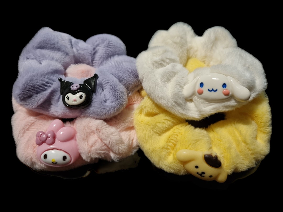 Kawaii, Sanrio Fluffy Scrunchies, Kuromi, My Melody, Pompompurin ...