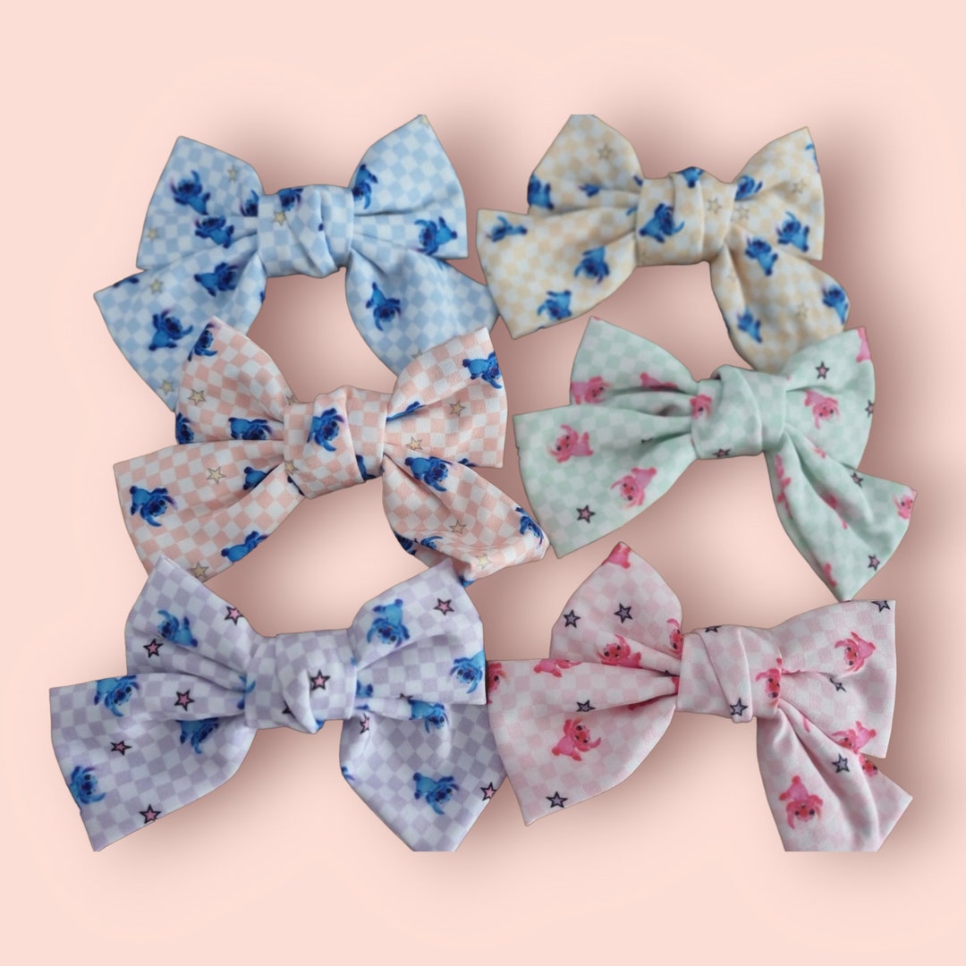 Stitch Inspired Bows, Angel, Stitch Big Bow Clip, Birthday Gift, Gift ...