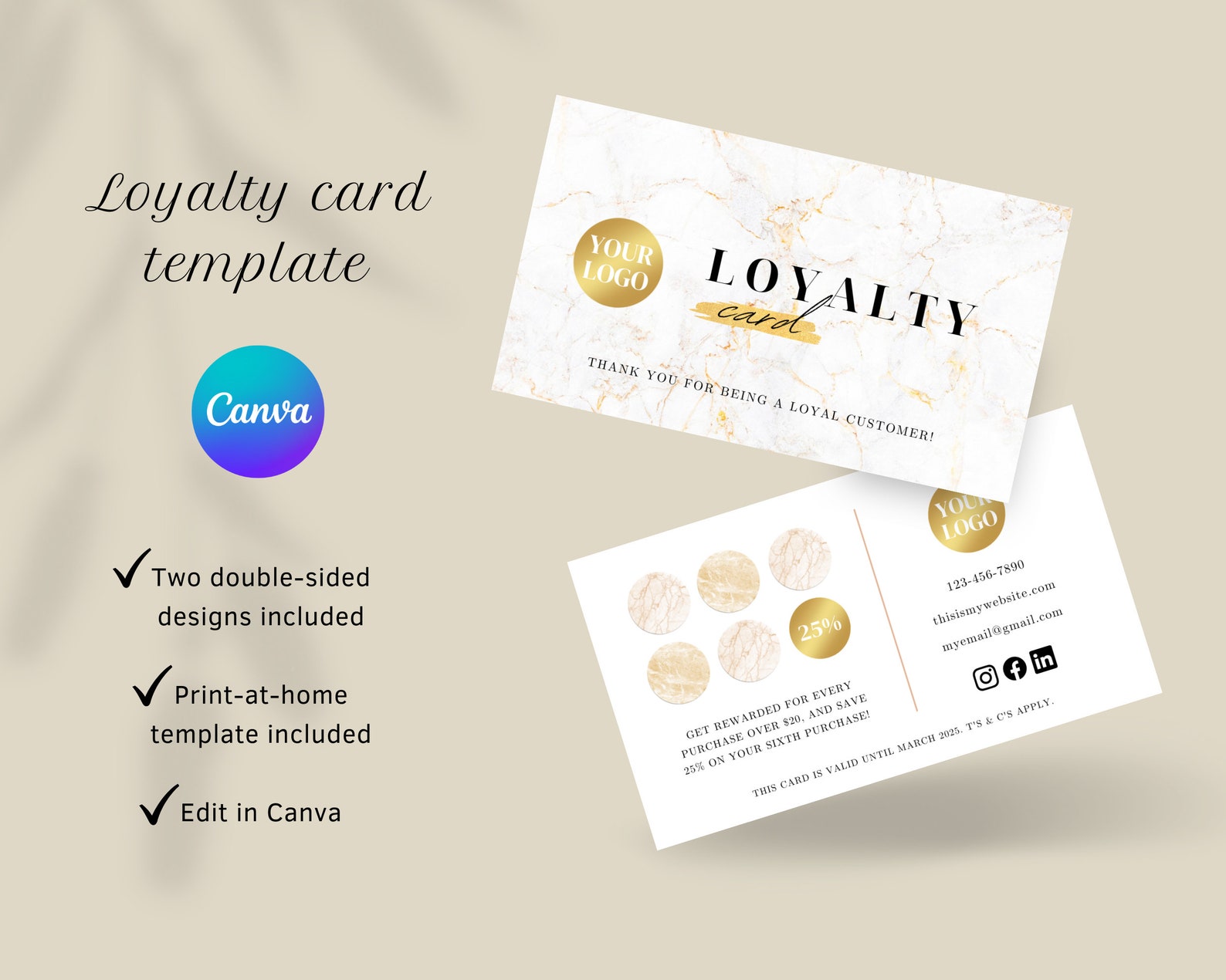Loyalty Card Template, Punch Card, Loyalty Stamp Card, Beauty Loyalty ...