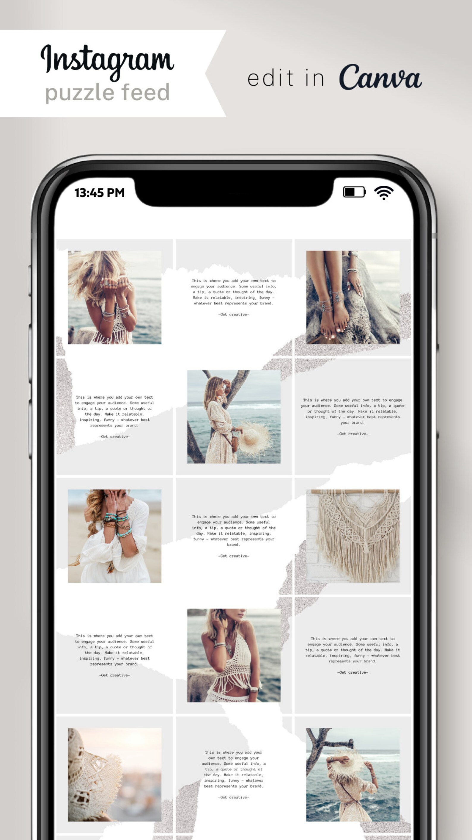 Canva Instagram Puzzle Feed Boho Instagram Puzzle Grid Ig - Etsy