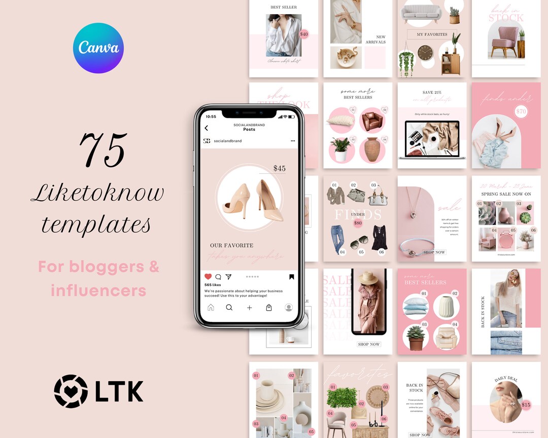 75 LTK Canva Neutral Templates | Liketoknowit Collage | Pink LTK Posts ...
