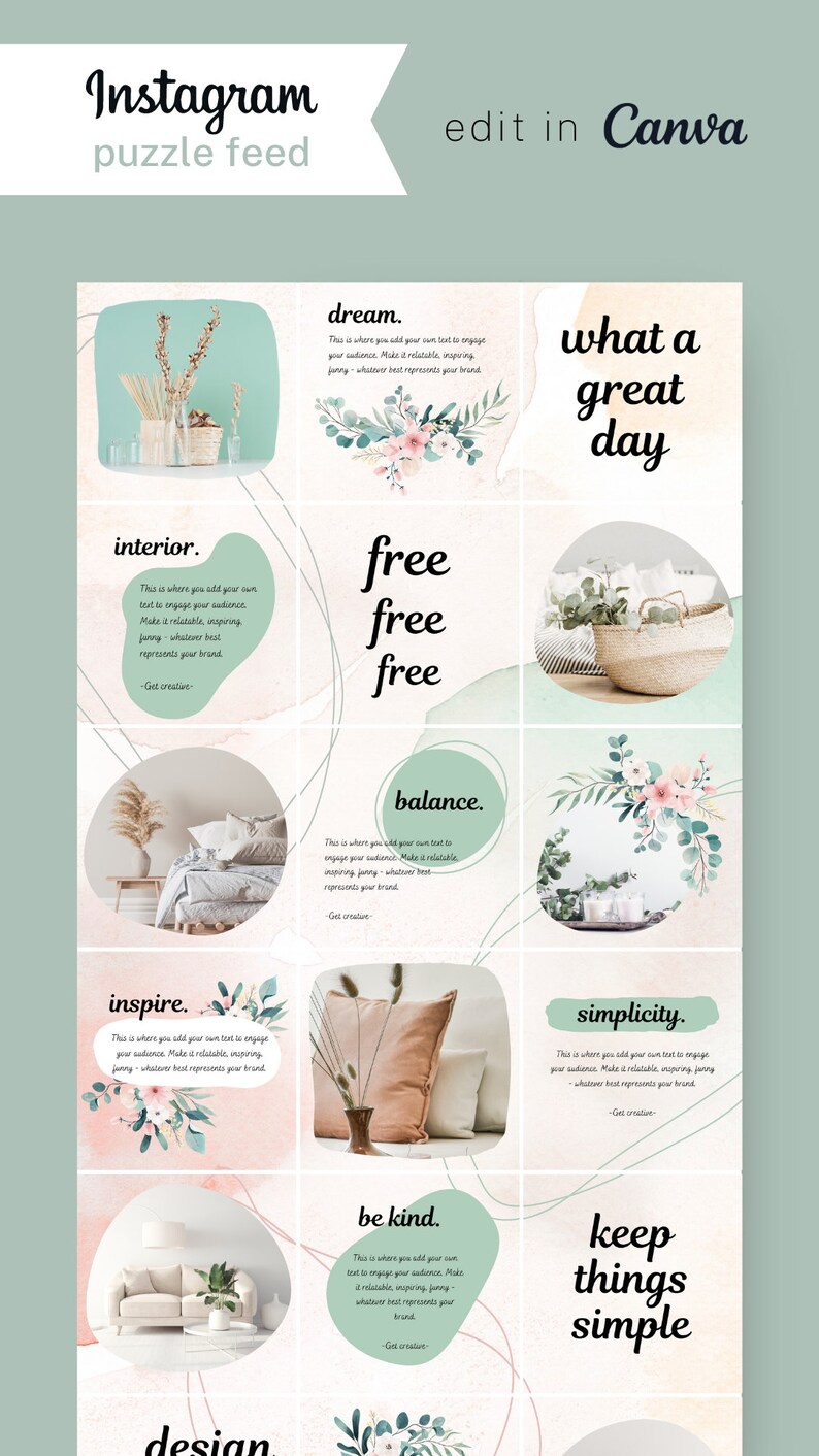 Canva Instagram Puzzle Feed Boho Instagram Puzzle Grid Ig - Etsy