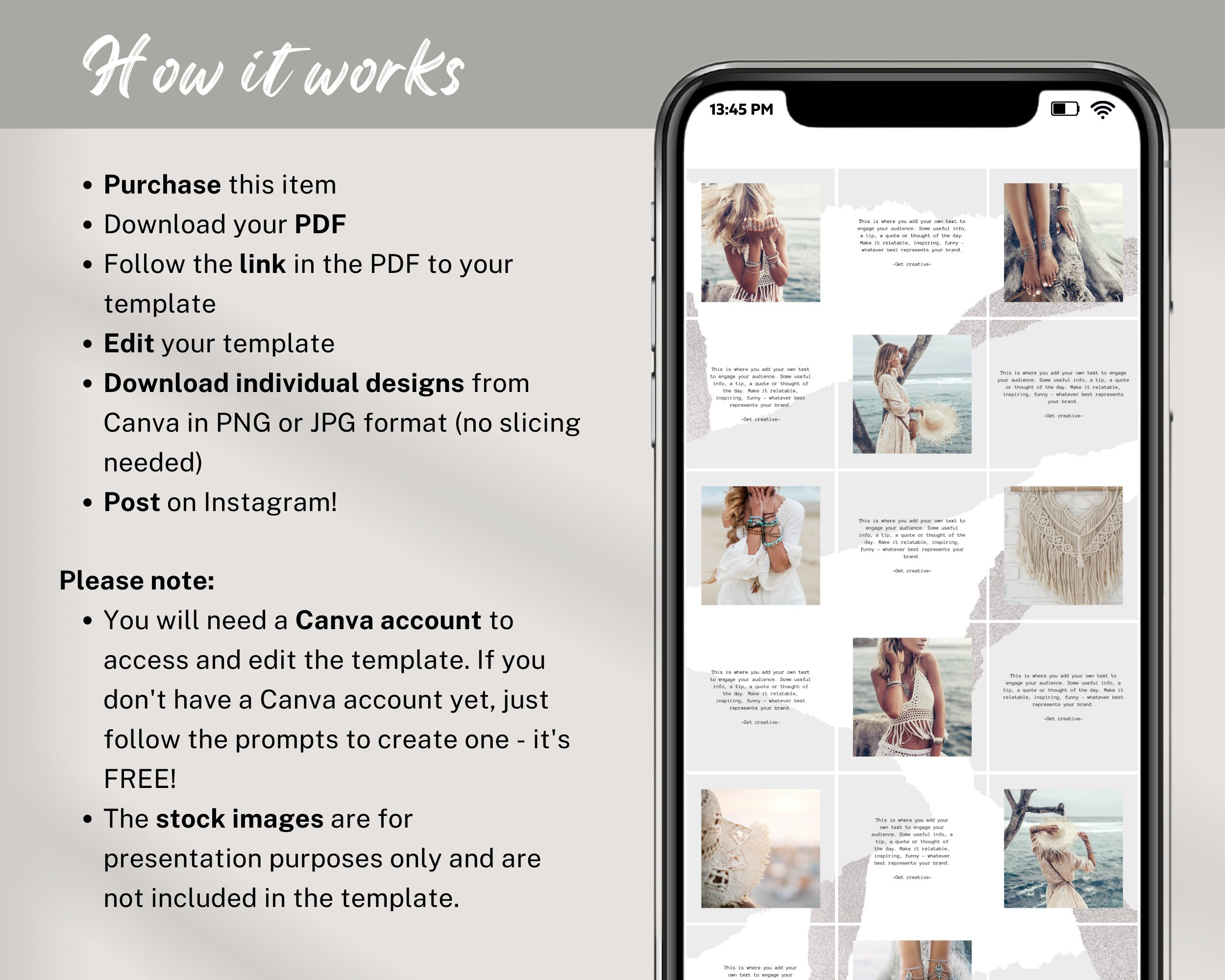 Canva Instagram Puzzle Feed Boho Instagram Puzzle Grid Ig - Etsy