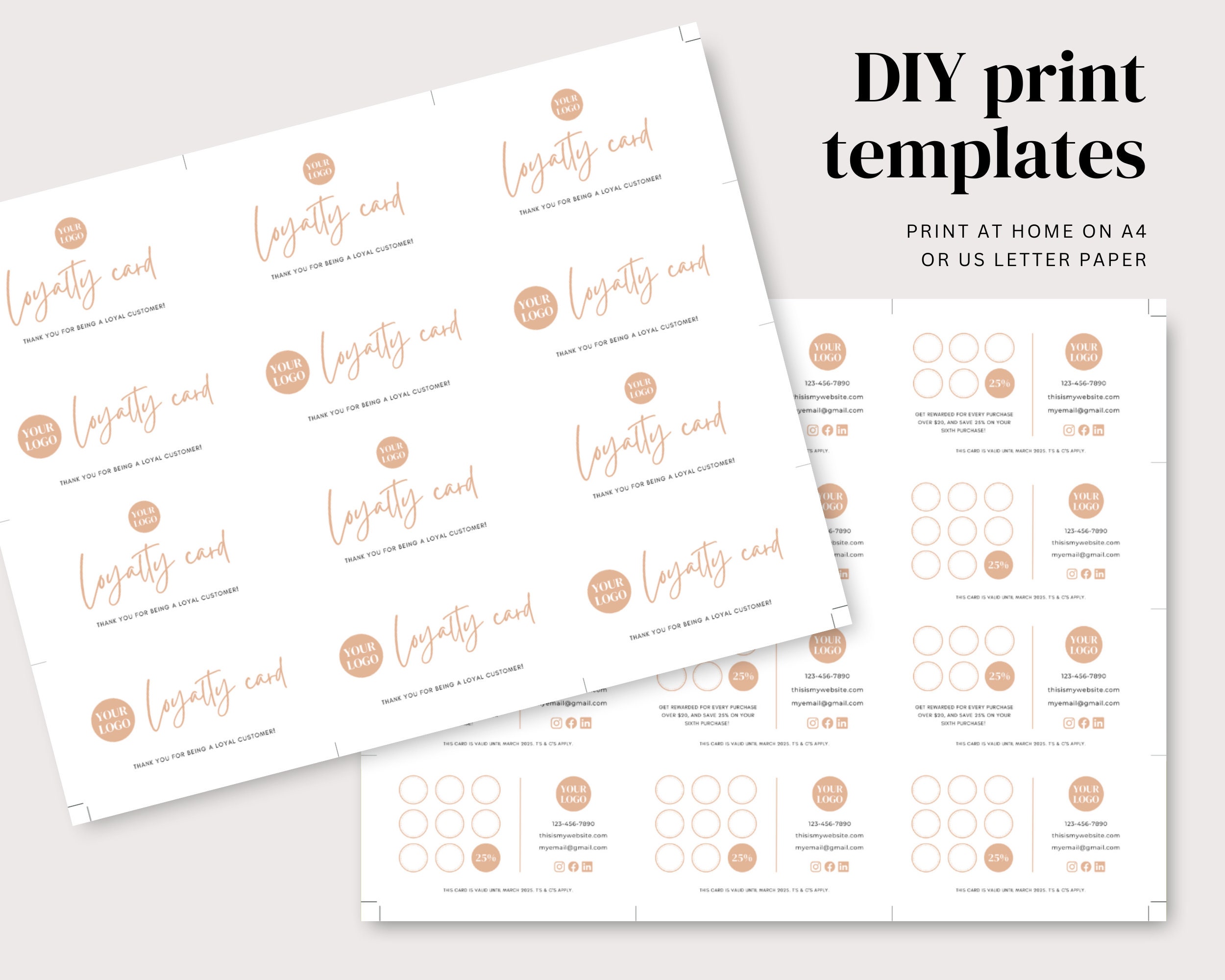 Loyalty Card Template, Punch Card, Loyalty Stamp Card, Beauty Loyalty ...