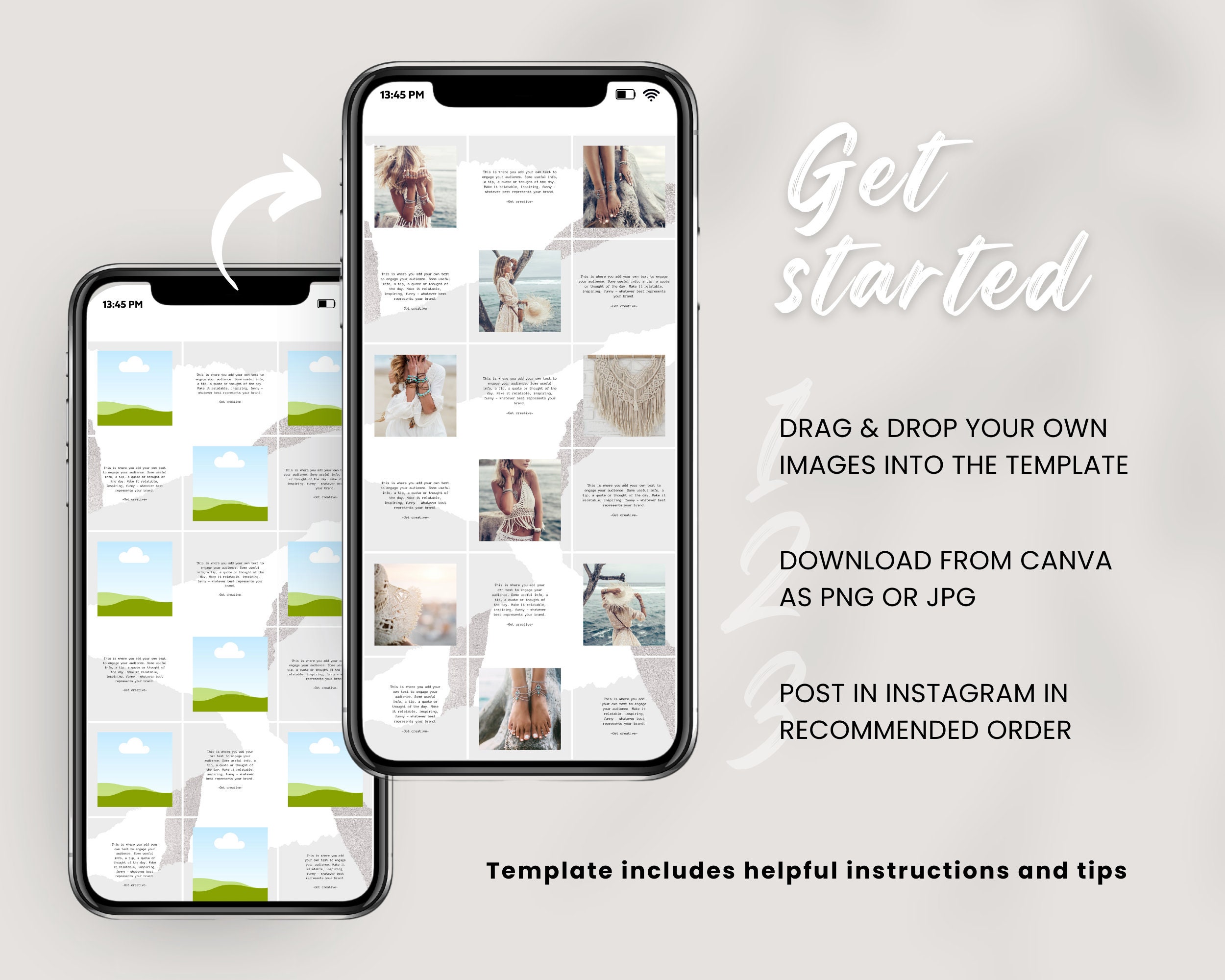 Canva Instagram Puzzle Feed Boho Instagram Puzzle Grid Ig - Etsy