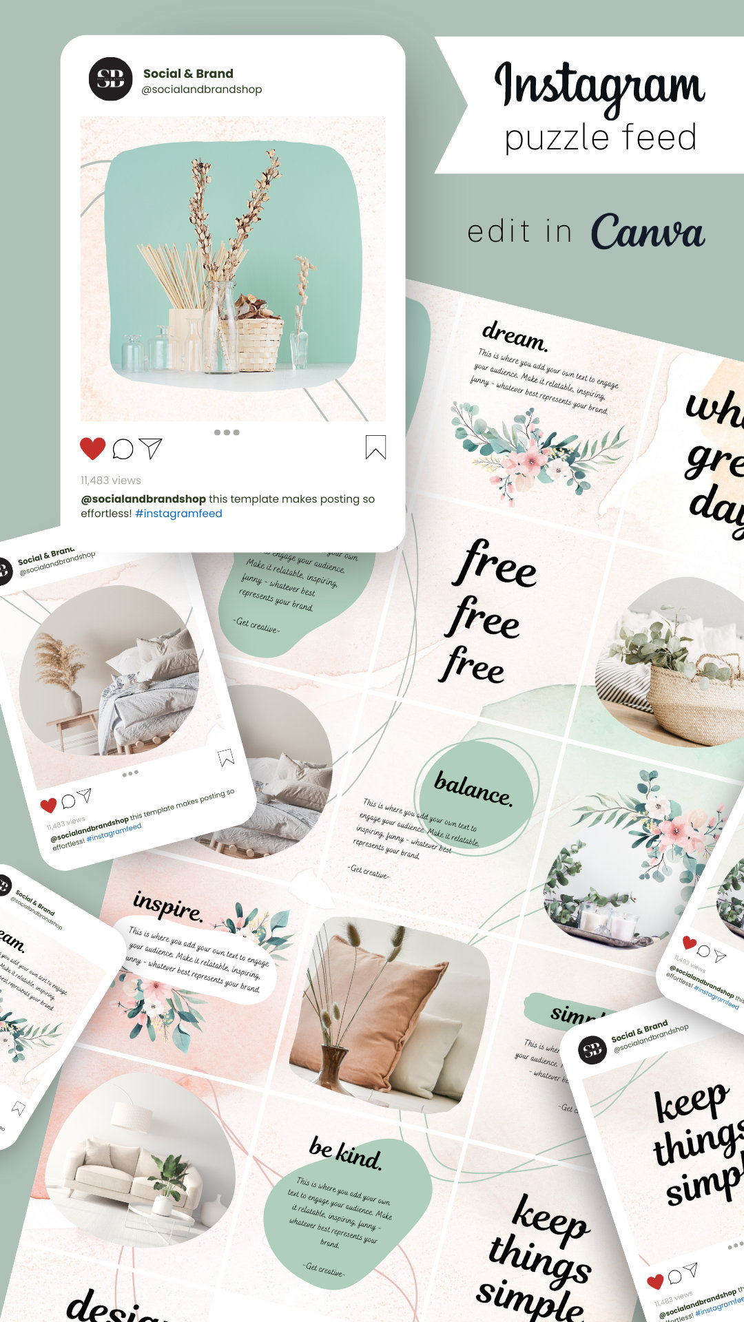 Canva Instagram Puzzle Feed Boho Instagram Puzzle Grid Ig - Etsy