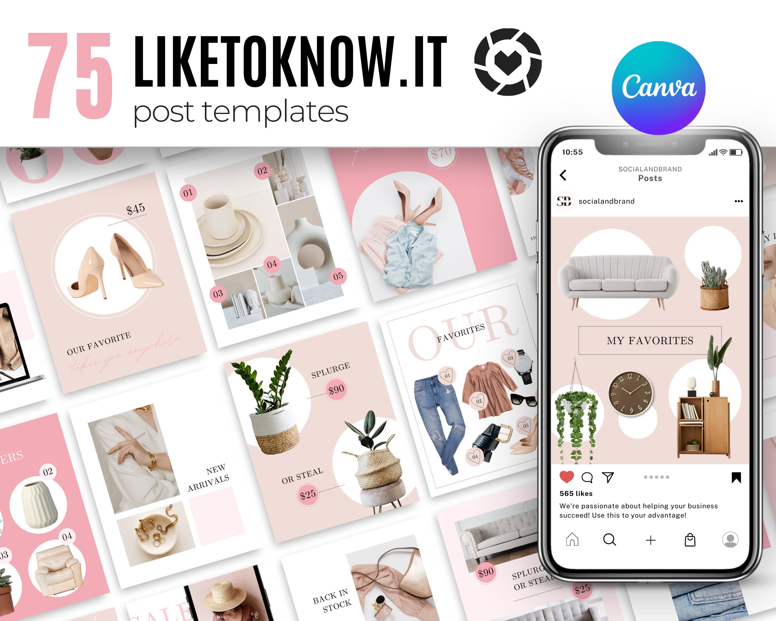 75 LTK Canva Neutral Templates Liketoknowit Collage Pink - Etsy