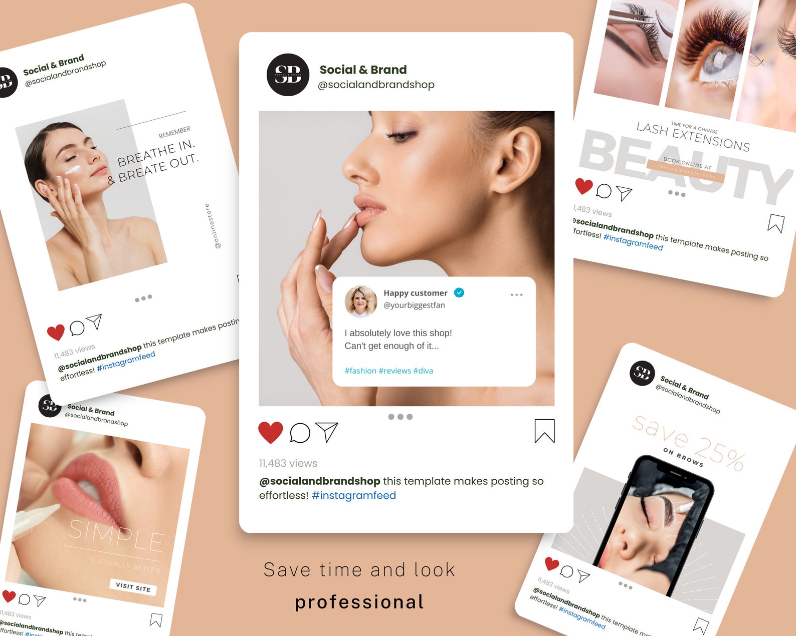 100 Permanent Makeup Instagram Post Templates | Aesthetic Instagram ...