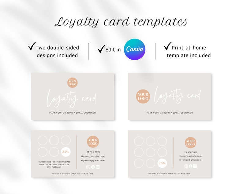 Editable Loyalty Card Template, Beauty Reward Punch Card (canva) - Etsy
