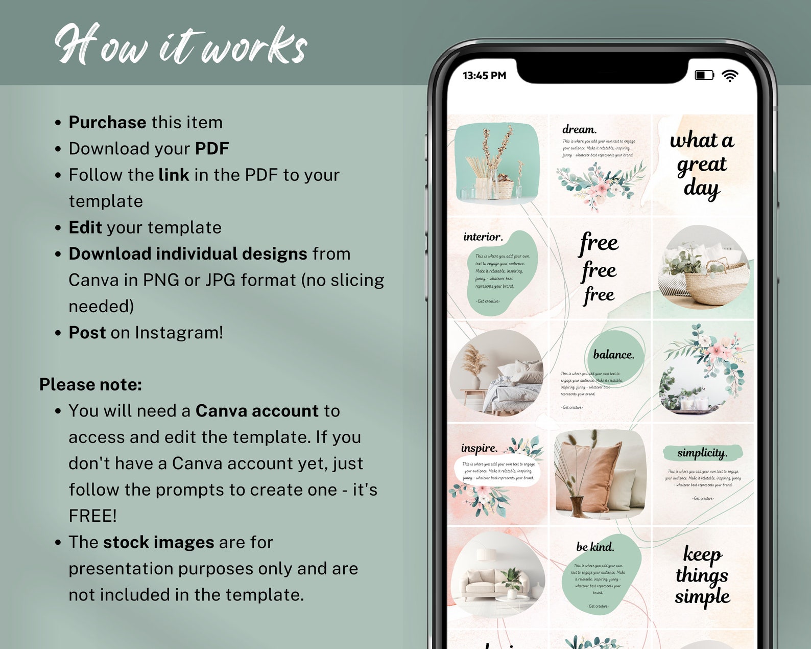 Canva Instagram Puzzle Feed Boho Instagram Puzzle Grid Ig - Etsy
