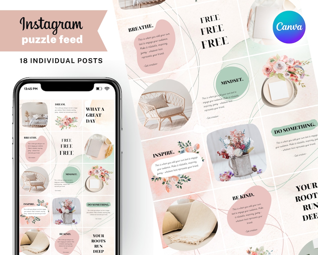 Canva Instagram Temp, Boho Instagram Puzzle Grid, Ig Puzzle Feed, Beige ...