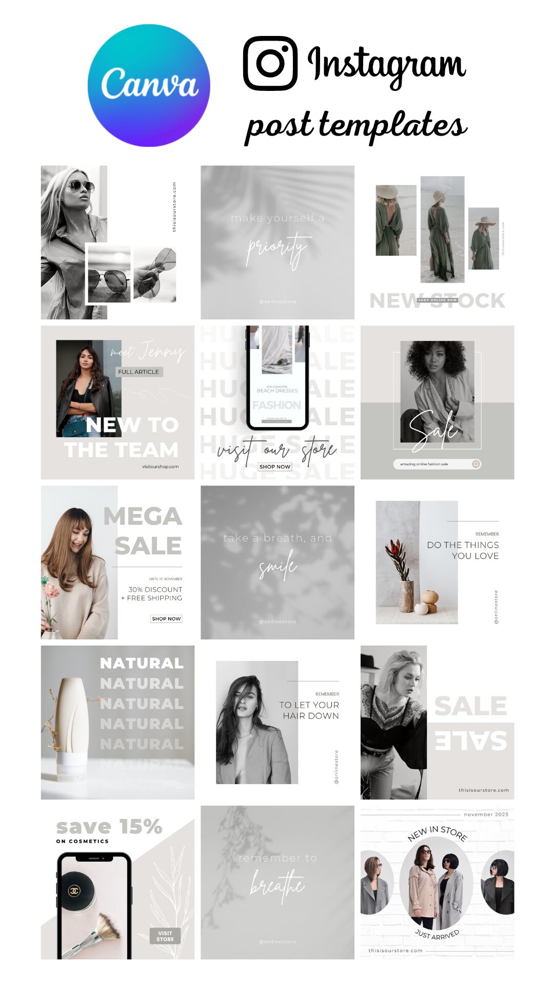 Ecommerce Instagram Templates, Ecommerce Canva Template, Ecommerce ...