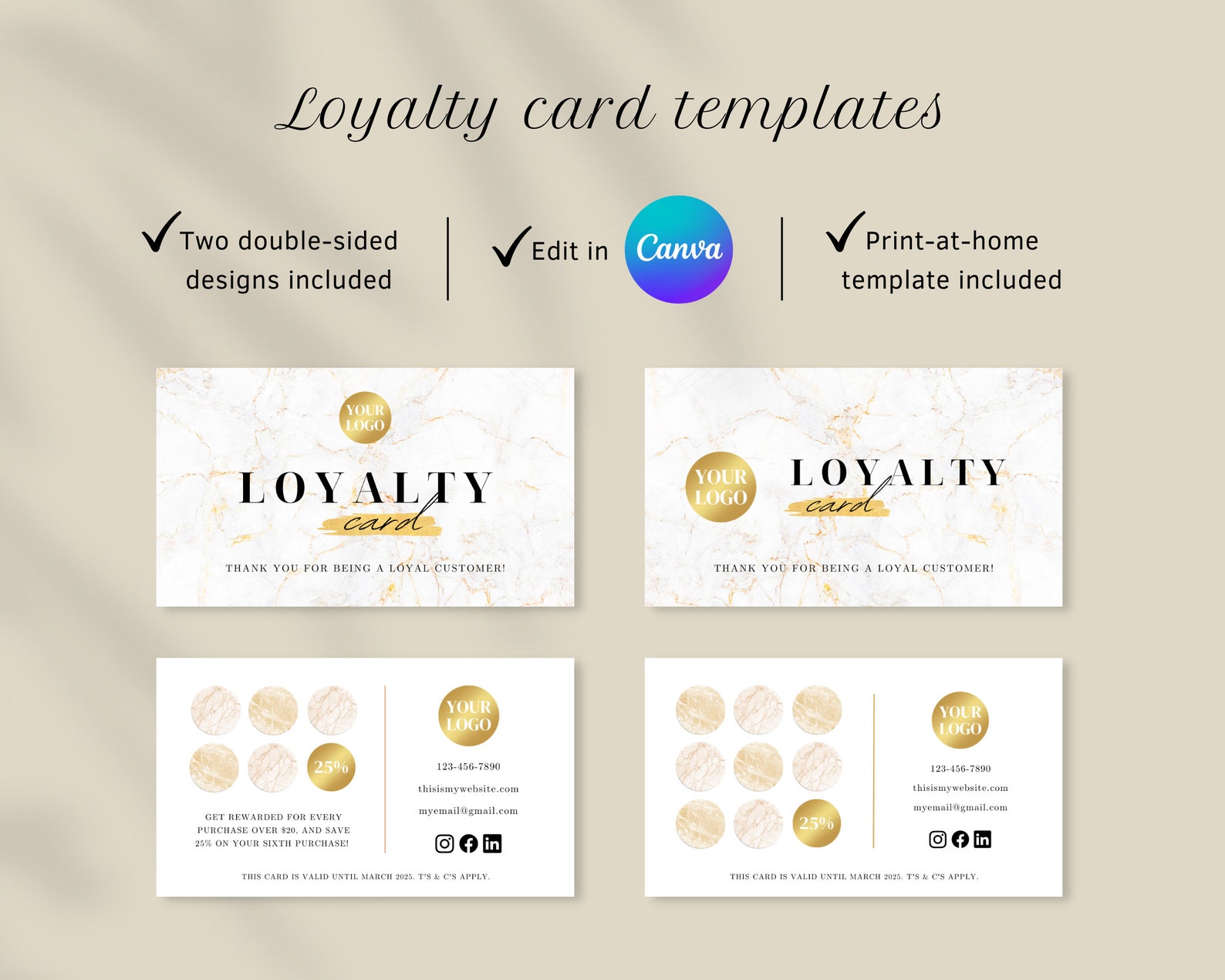 Loyalty Card Template, Punch Card, Loyalty Stamp Card, Beauty Loyalty ...