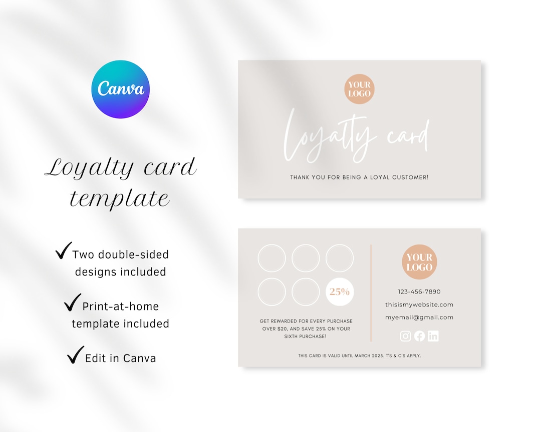 Editable Loyalty Card Template, Beauty Reward Punch Card (canva) - Etsy