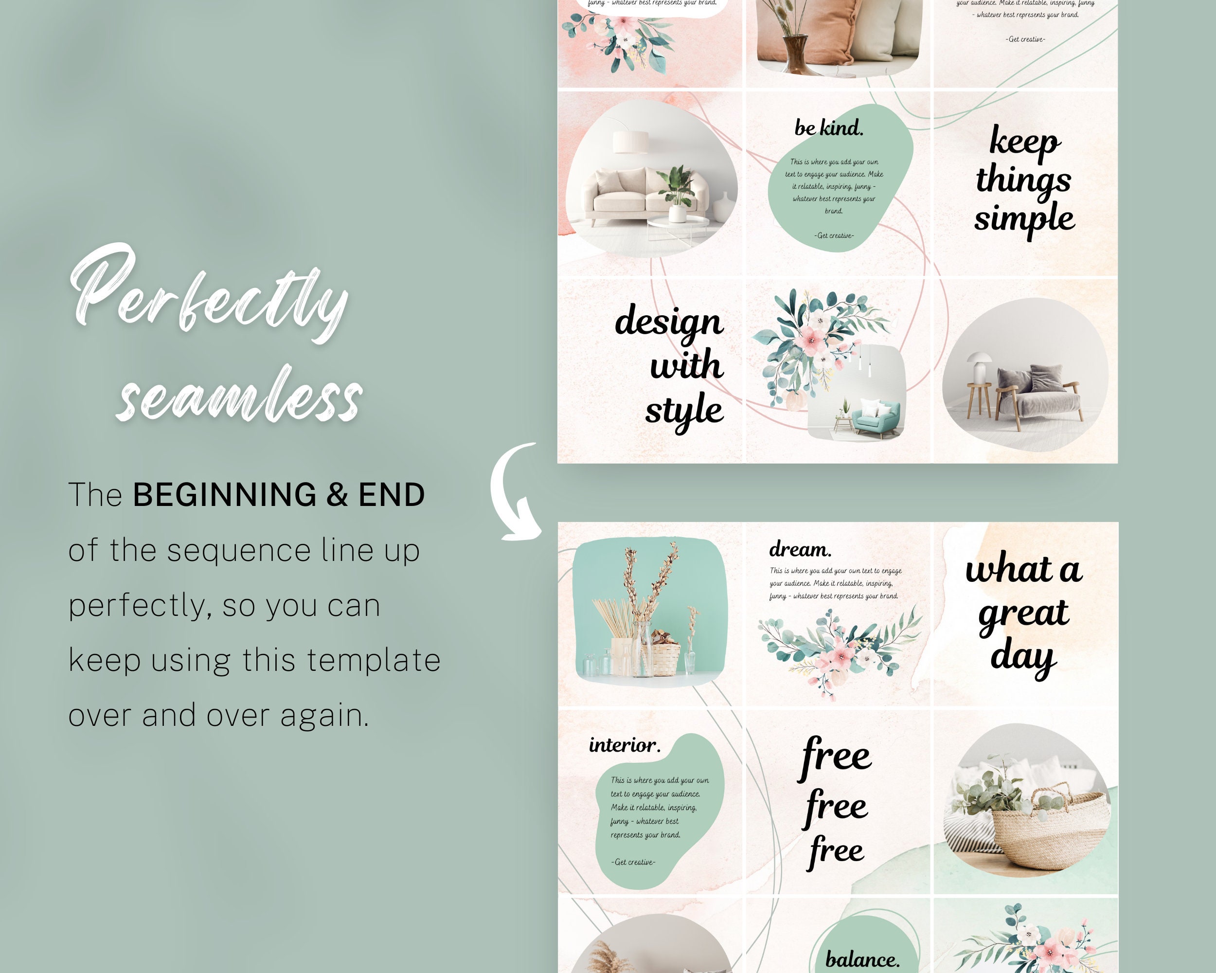 Canva Instagram Puzzle Feed Boho Instagram Puzzle Grid Ig - Etsy
