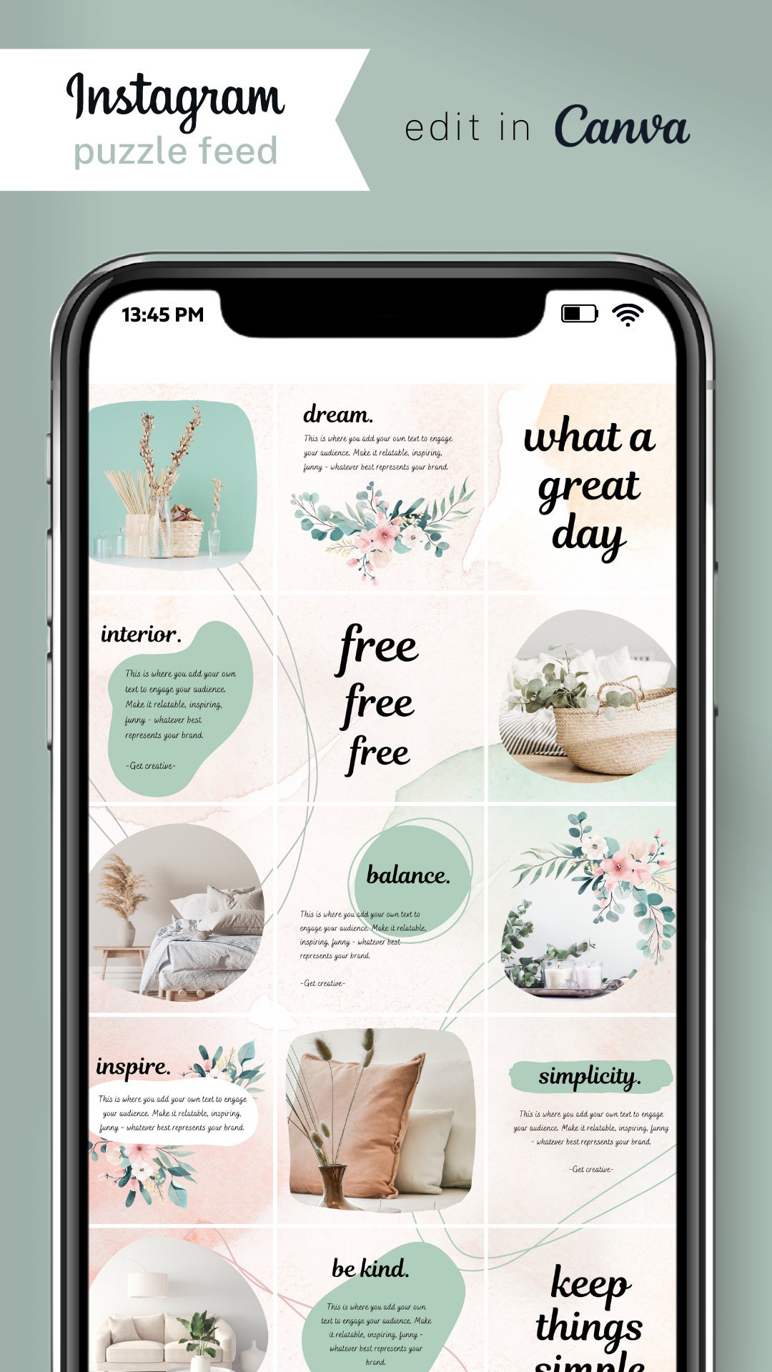 Canva Instagram Puzzle Feed Boho Instagram Puzzle Grid Ig - Etsy