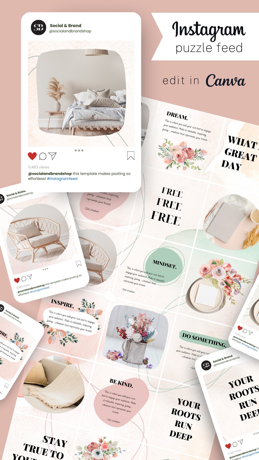 Canva Instagram Puzzle Feed Boho Instagram Puzzle Grid Ig - Etsy