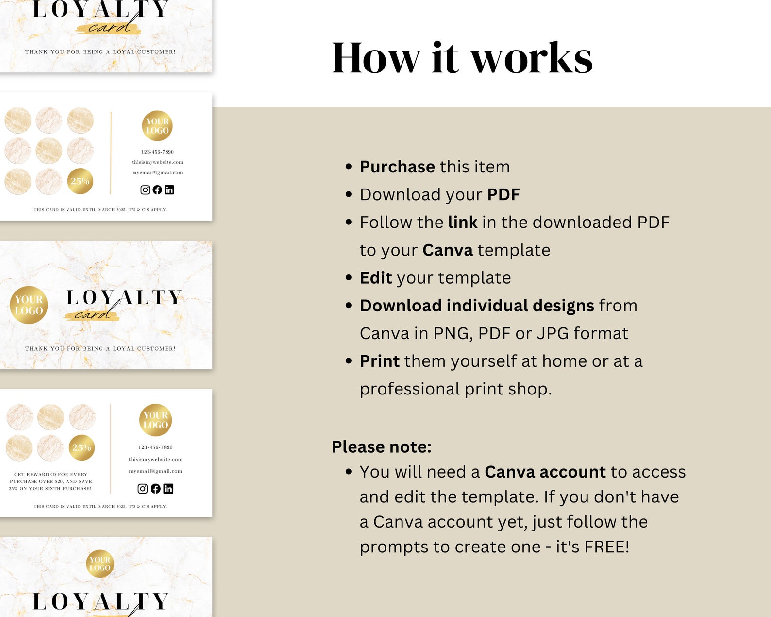 Loyalty Card Template, Punch Card, Loyalty Stamp Card, Beauty Loyalty ...