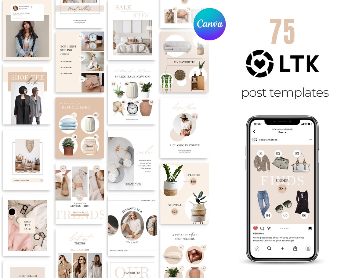 75 LTK Canva Neutral Templates | Liketoknowit Collage | Warm LTK Posts ...