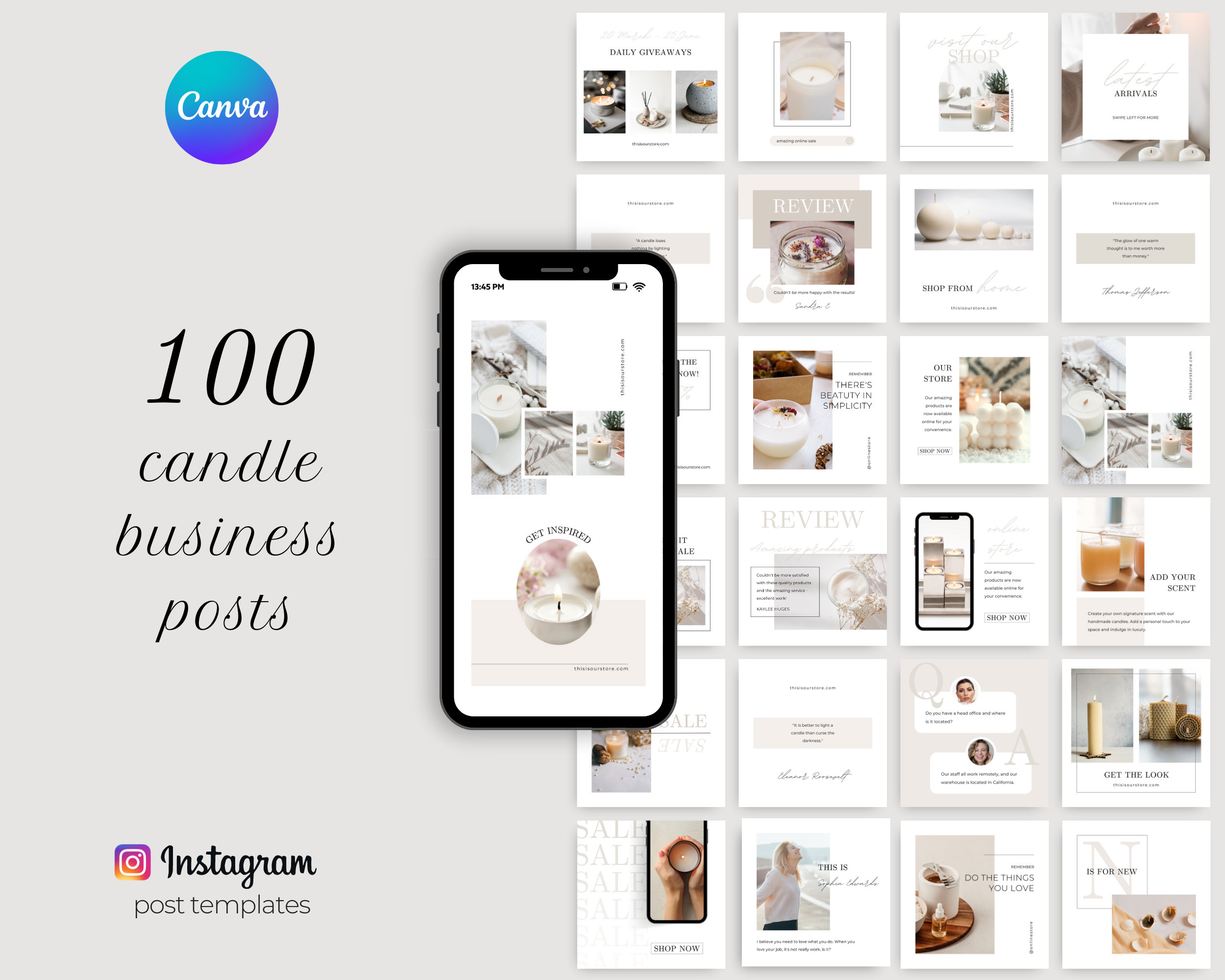 Candle Instagram Post Templates | Social Media Posts Candle Businesses ...