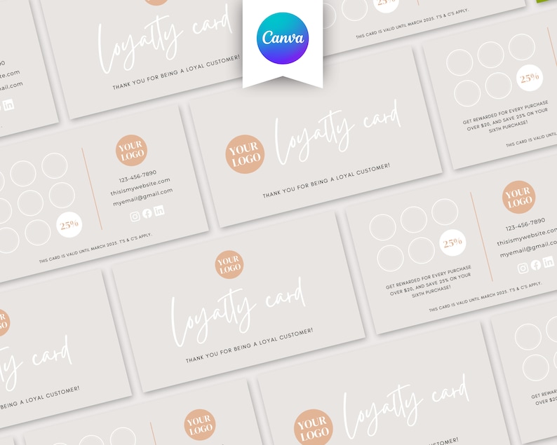 Editable Loyalty Card Template, Beauty Reward Punch Card (canva) - Etsy