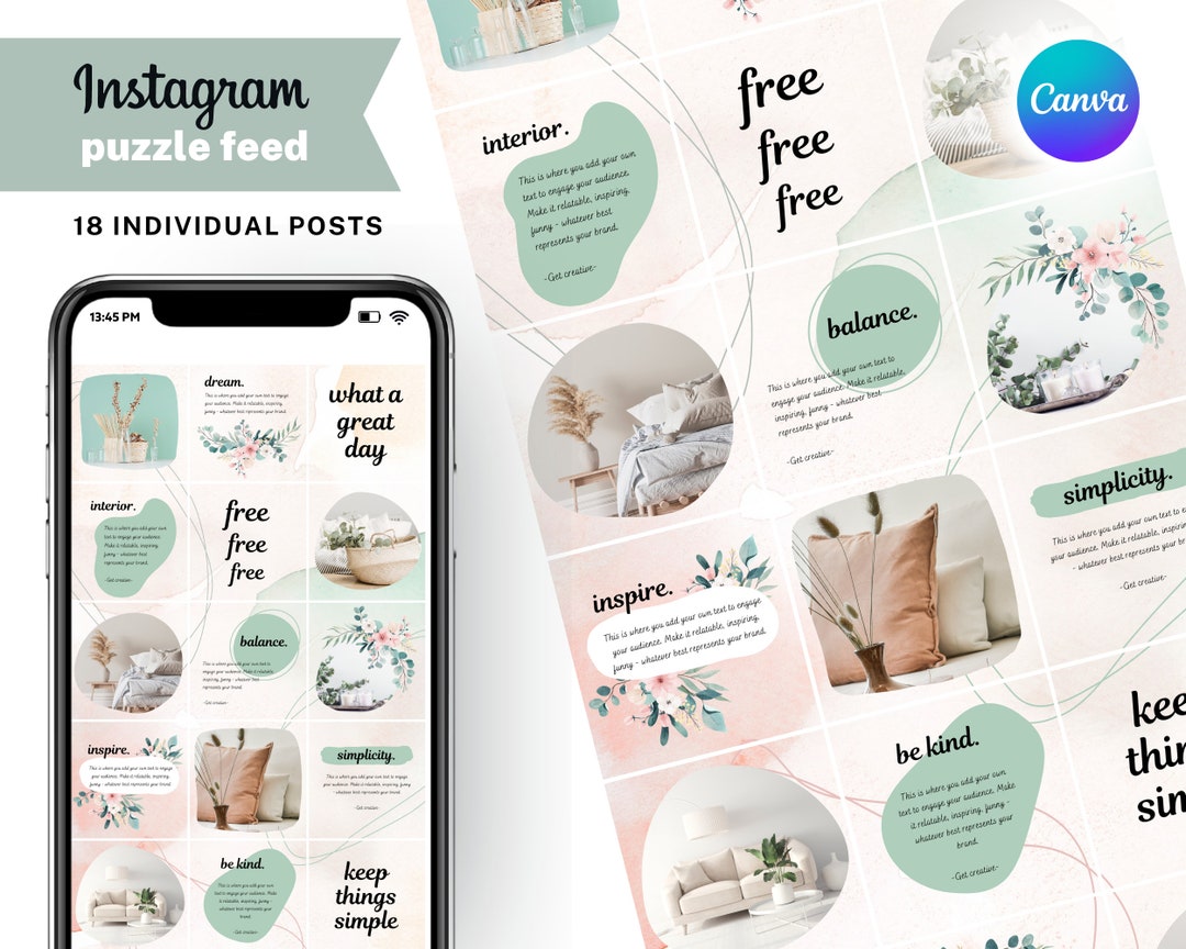 Canva Instagram Temp, Boho Instagram Puzzle Grid, Ig Puzzle Feed, Beige ...