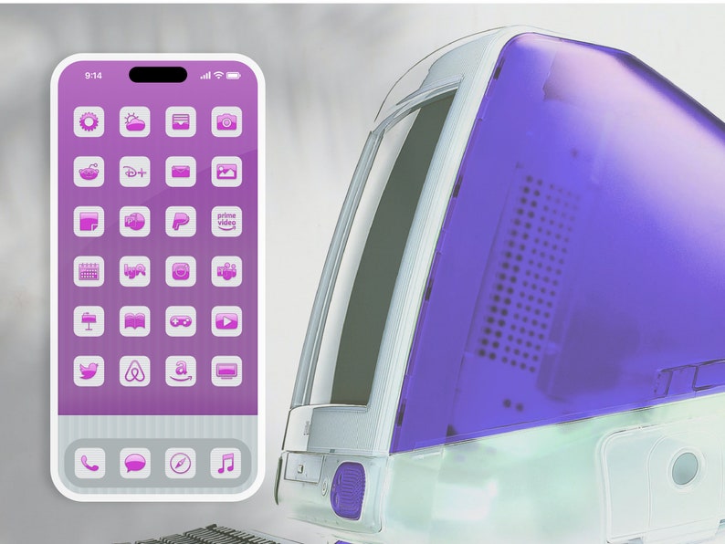 Classic Imac G3 Ios 18 Icons & Wallpaper Pack, Retro, Rainbow ...