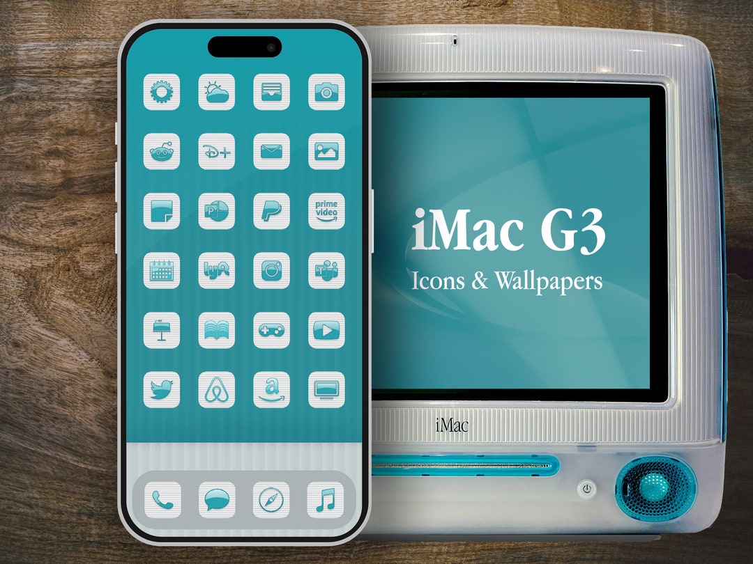 Classic Imac G3 Ios 18 Icons & Wallpaper Pack, Retro, Rainbow ...