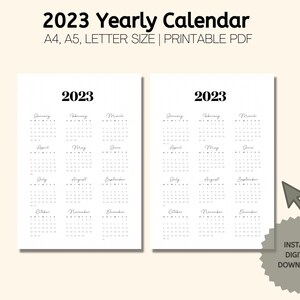Minimalist 2023 Calendar Printable Calendar Calendar 2023 - Etsy