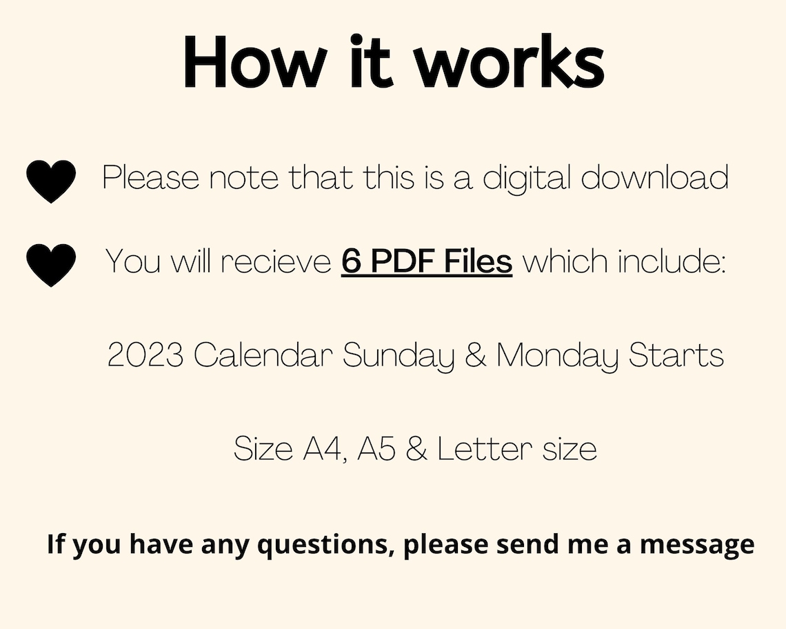 Minimalist 2023 Calendar Printable Calendar Calendar 2023 - Etsy