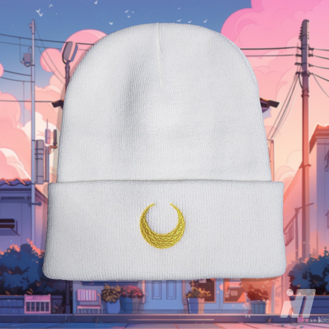 Embroidered Crescent Moon Beanie Hat | Anime Inspired Winter Cap | Soft ...