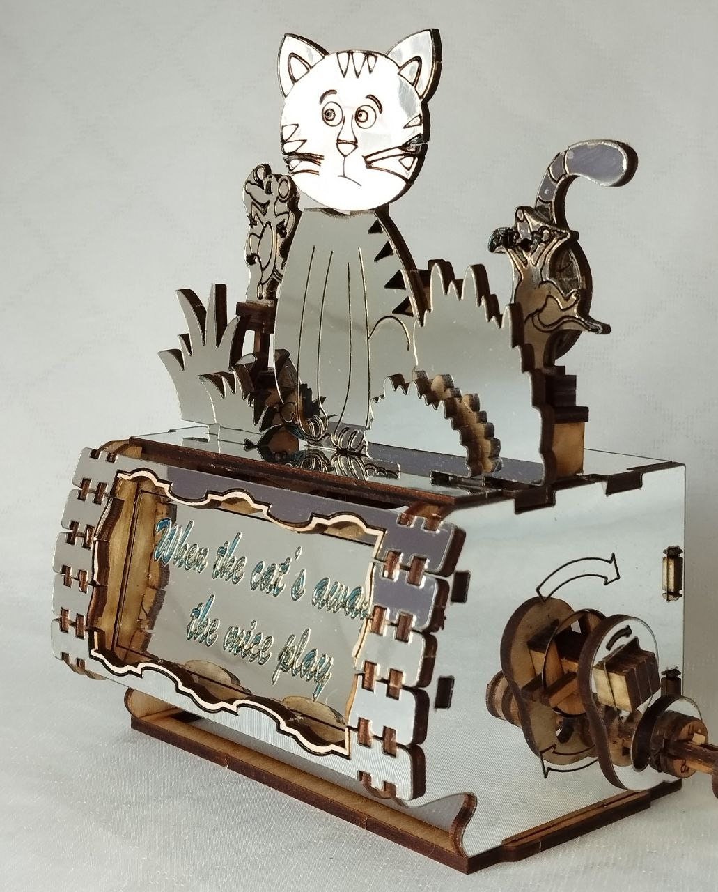 New! Automata Kit, Toy, Digital Svg Laser Cut File, Cat and Mice, Photo ...