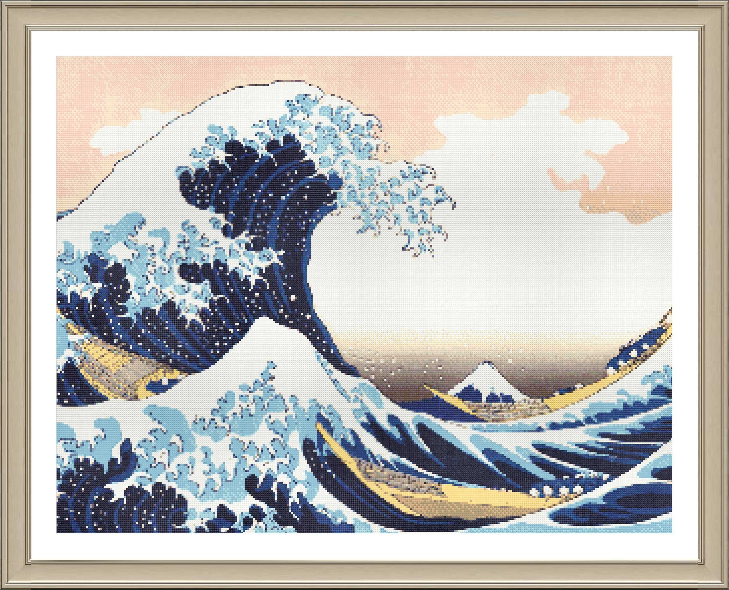 The Great Wave off Kanagawa - Counted Cross Stitch Classic Painting ...