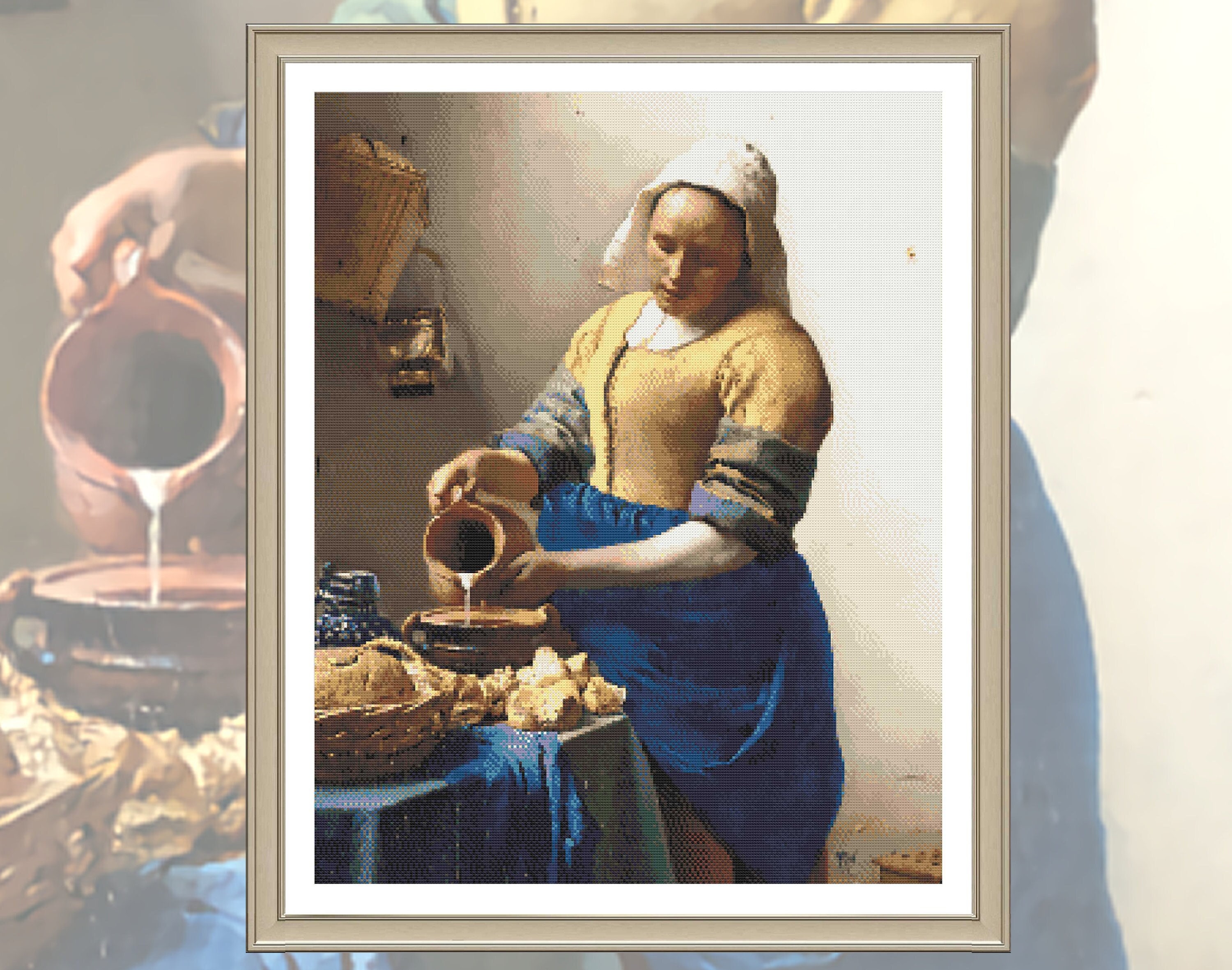 The Milkmaid - Counted Cross Stitch Classic Painting Pattern / Johannes ...