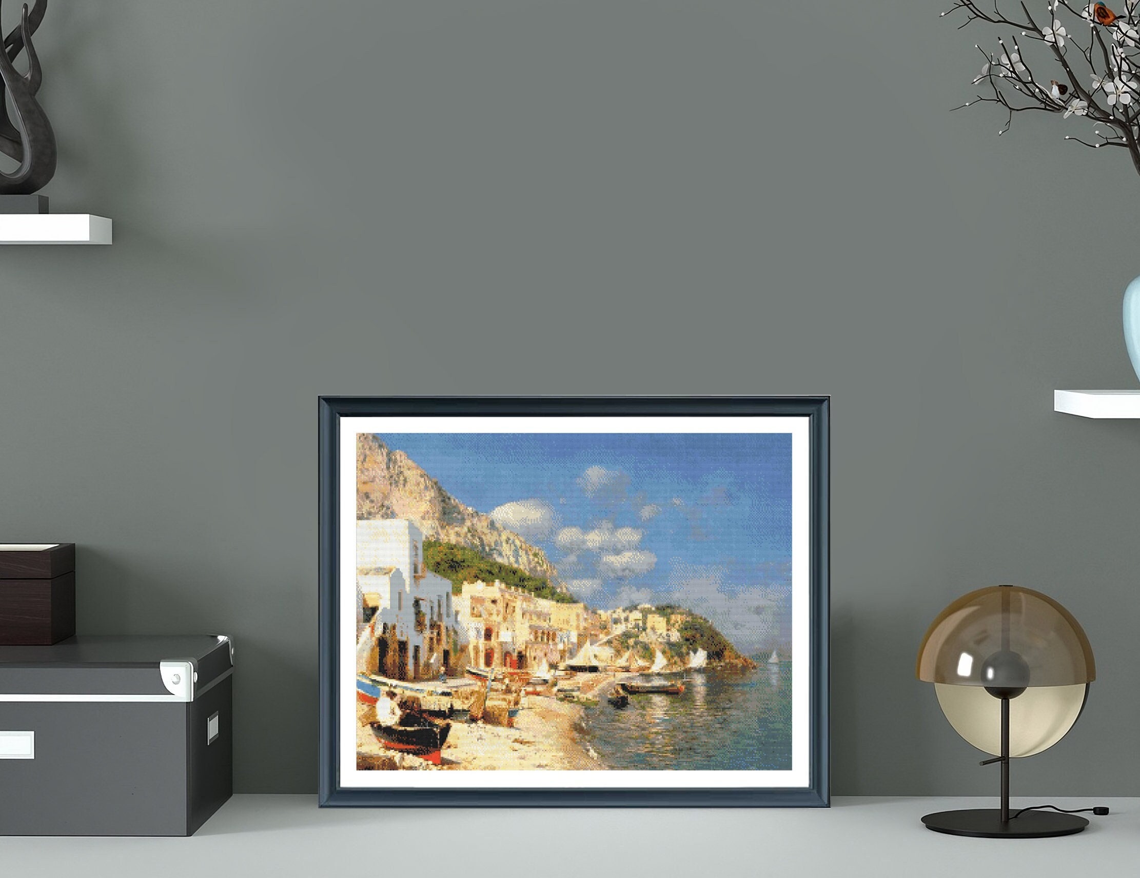 Capri, Italy - Counted Cross Stitch Classic Painting Pattern / Italian ...