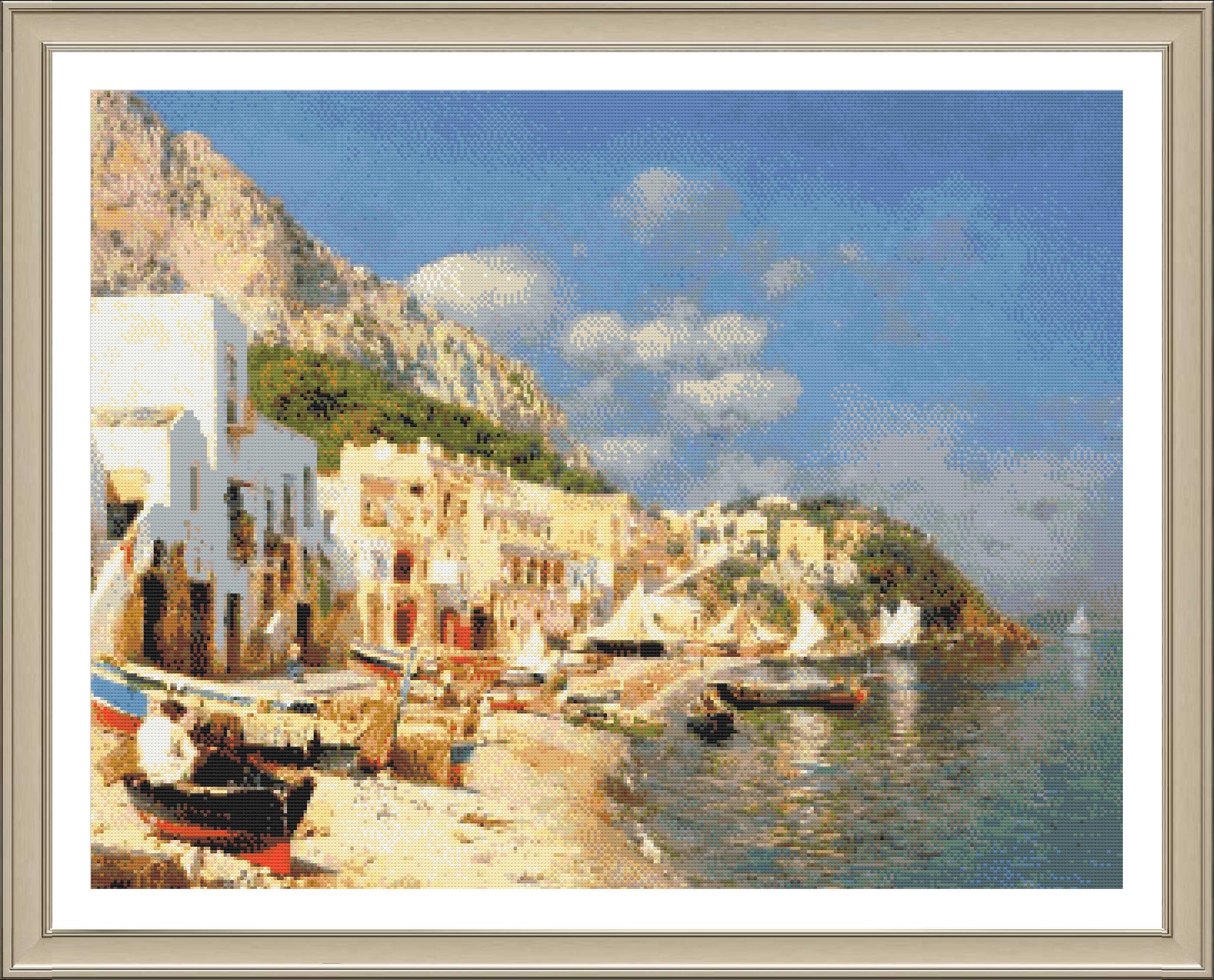 Capri, Italy - Counted Cross Stitch Classic Painting Pattern / Italian ...