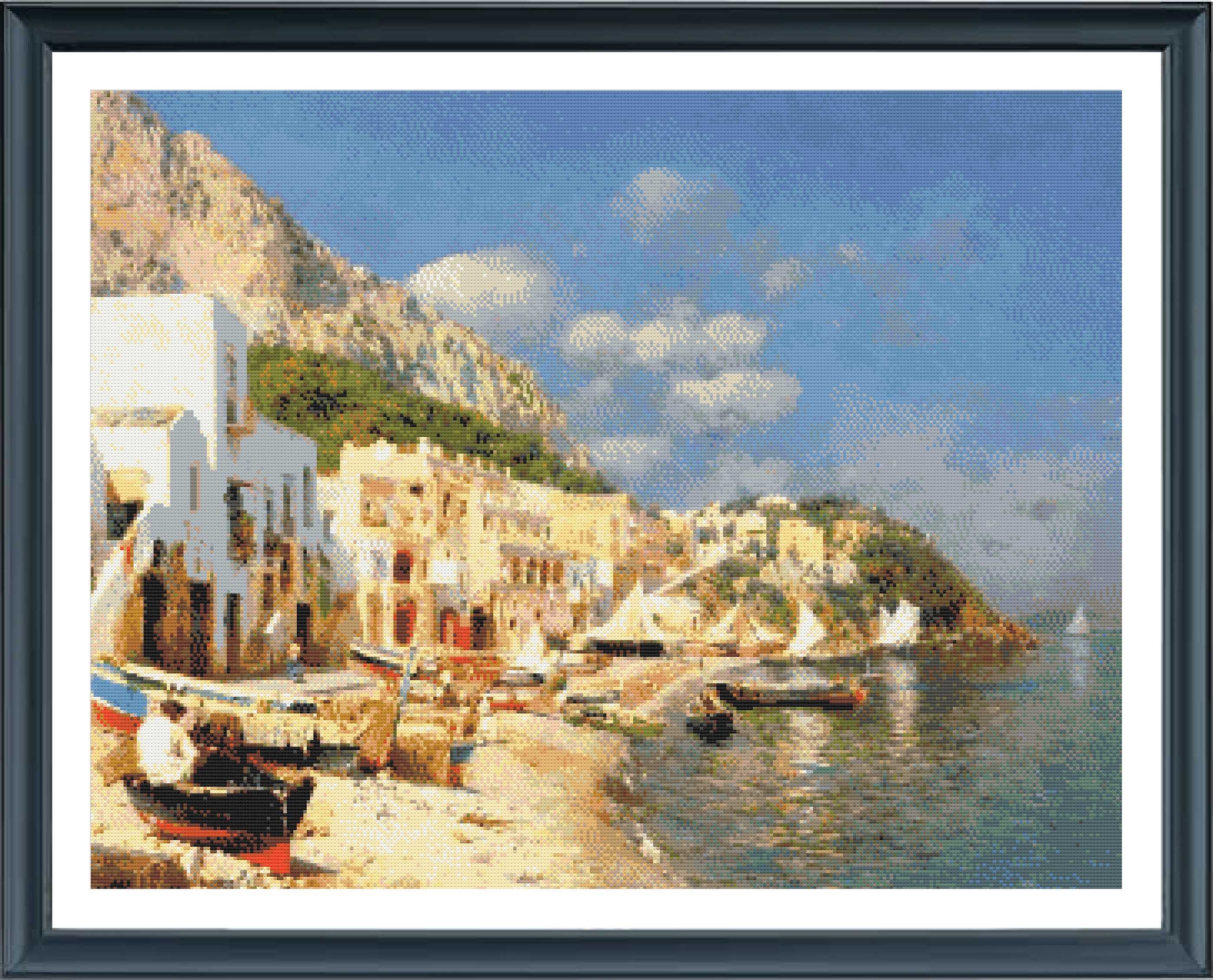 Capri, Italy - Counted Cross Stitch Classic Painting Pattern / Italian ...