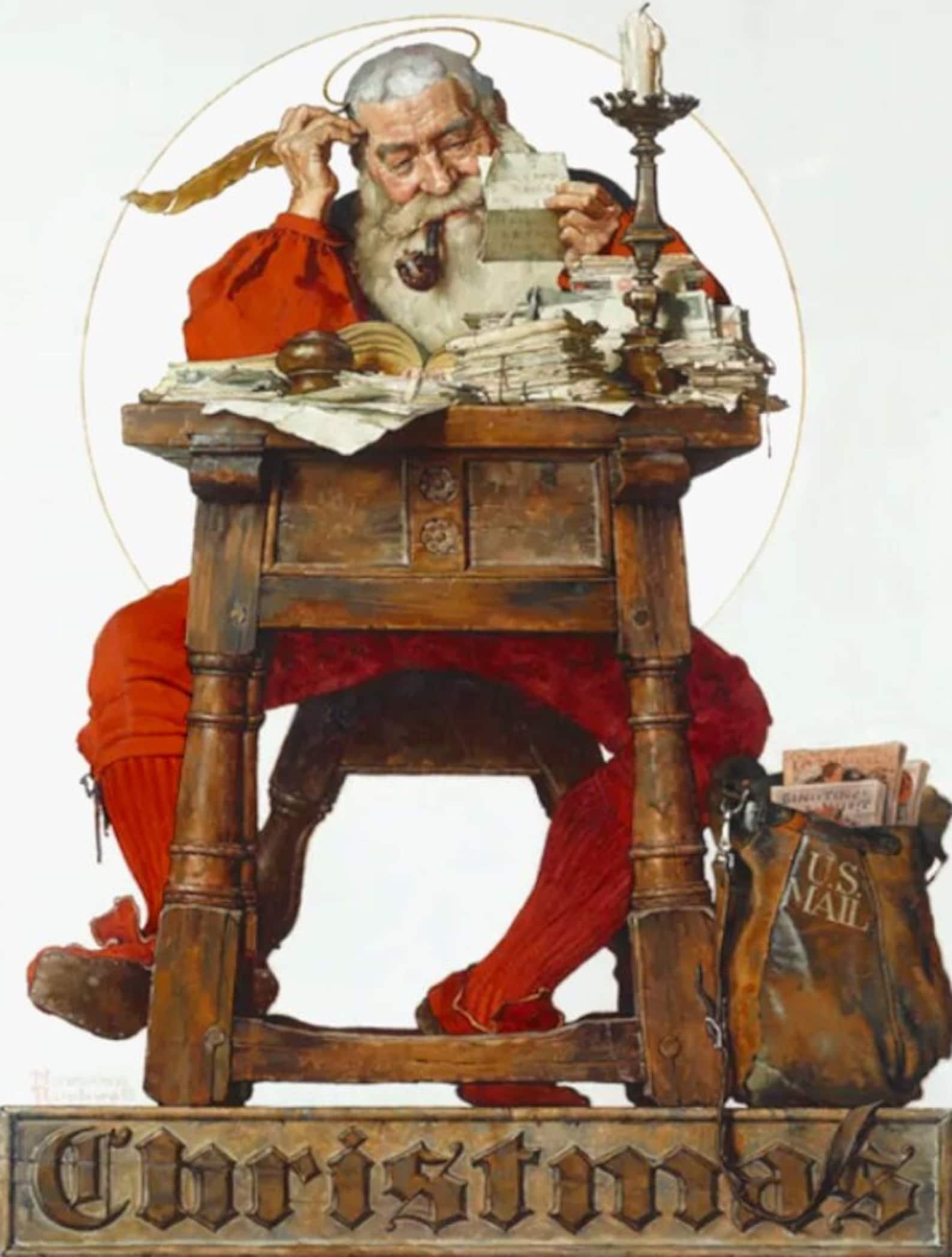 Christmas Santa Reading Mail - Counted Cross Stitch Classic Painting ...