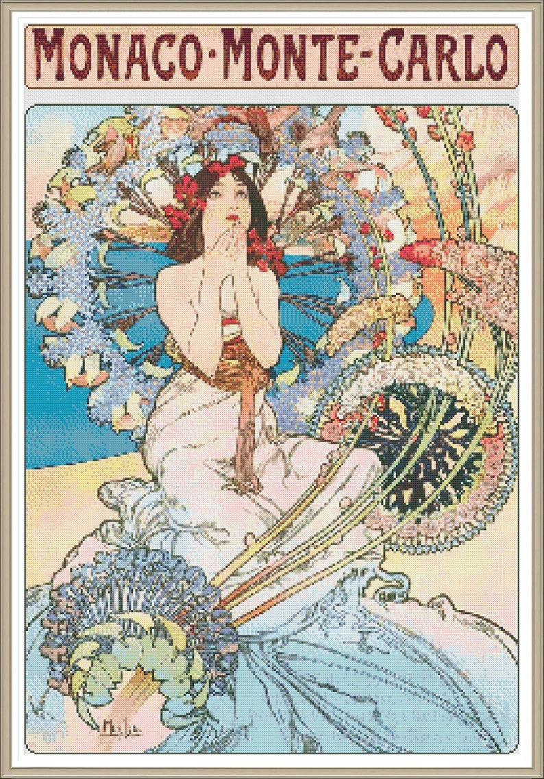 Alphonse Mucha Counted Cross Stitch Classic Painting Pattern / - Etsy
