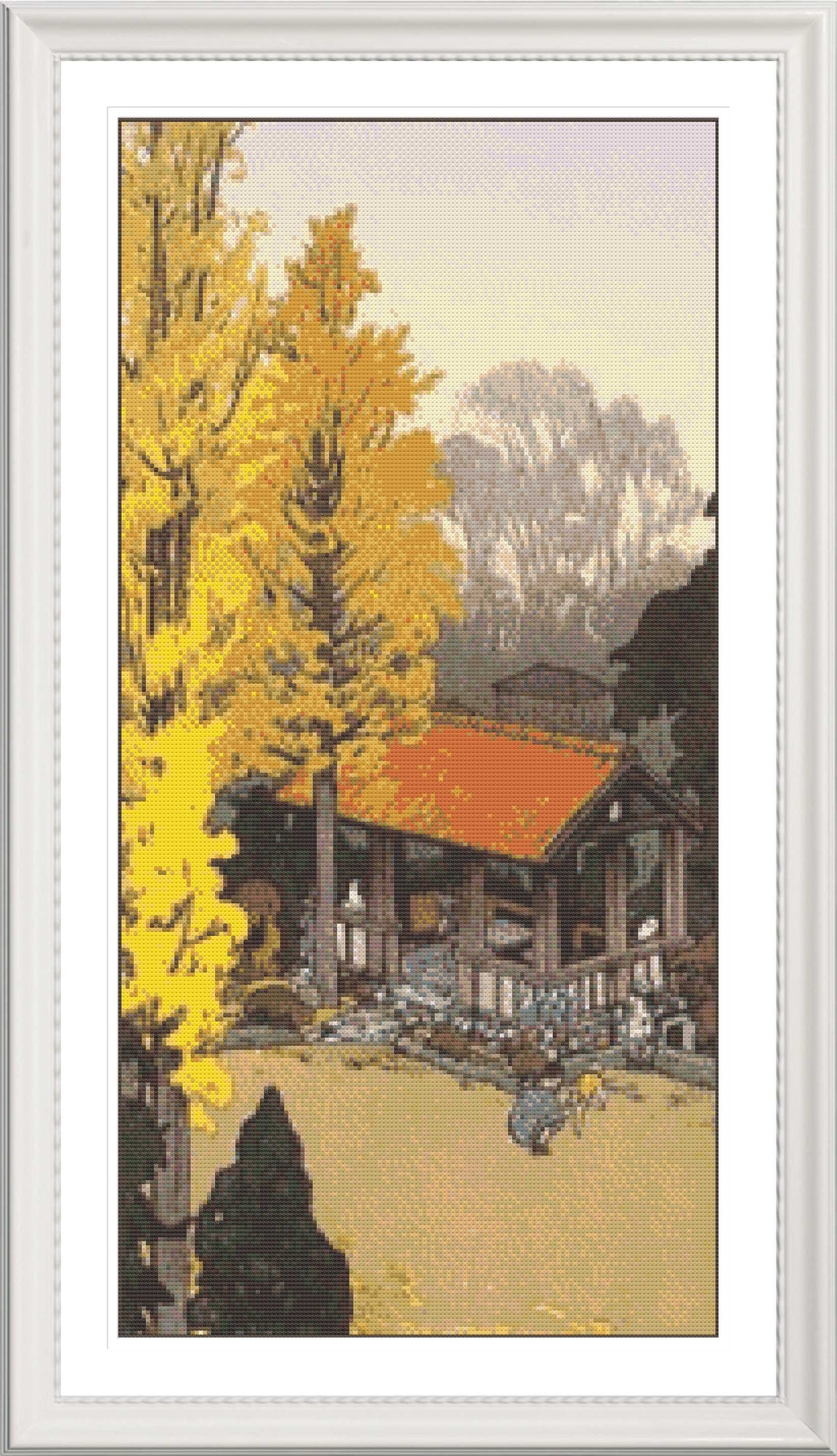 Icho in Autumn - Counted Cross Stitch Classic Painting Pattern / Japanese / PDF Instant Download ...
