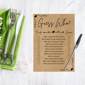 Digital Download | Guess Who Bride or Groom | Fun Unique Bridal Shower ...