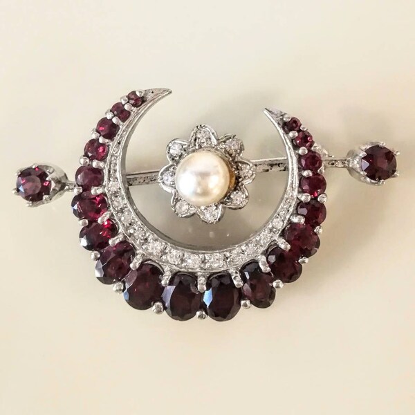 Silver Moon Brooch - Etsy