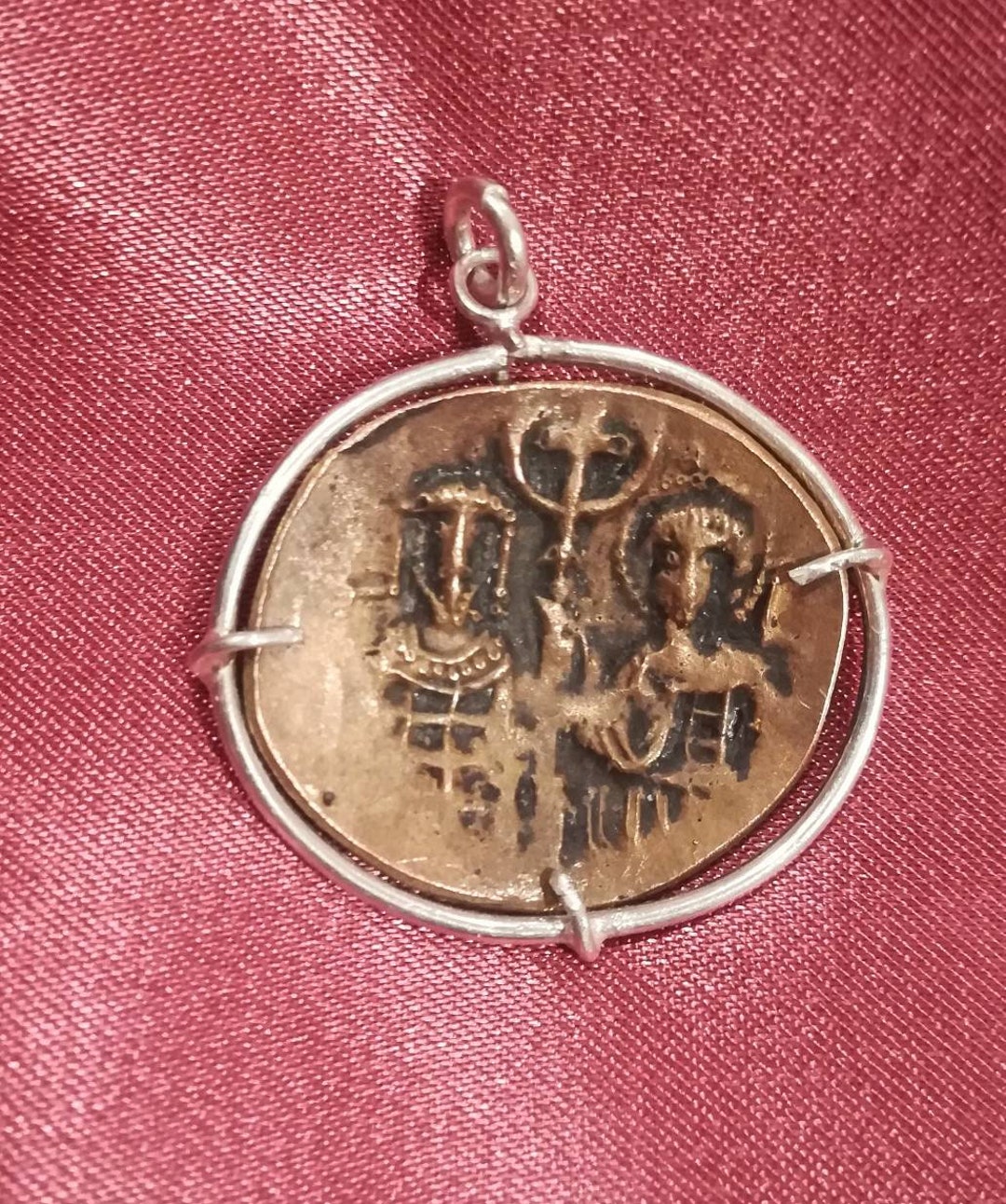 Byzantine Copper Coin Pendant in Sterling Silver Handmade - Etsy
