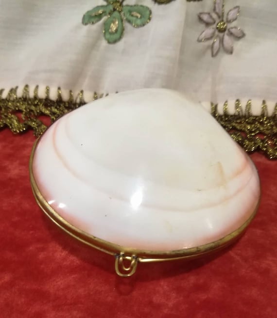 Vintage Oyster Clam Shell Trinket Box With Brass Clasp - Etsy