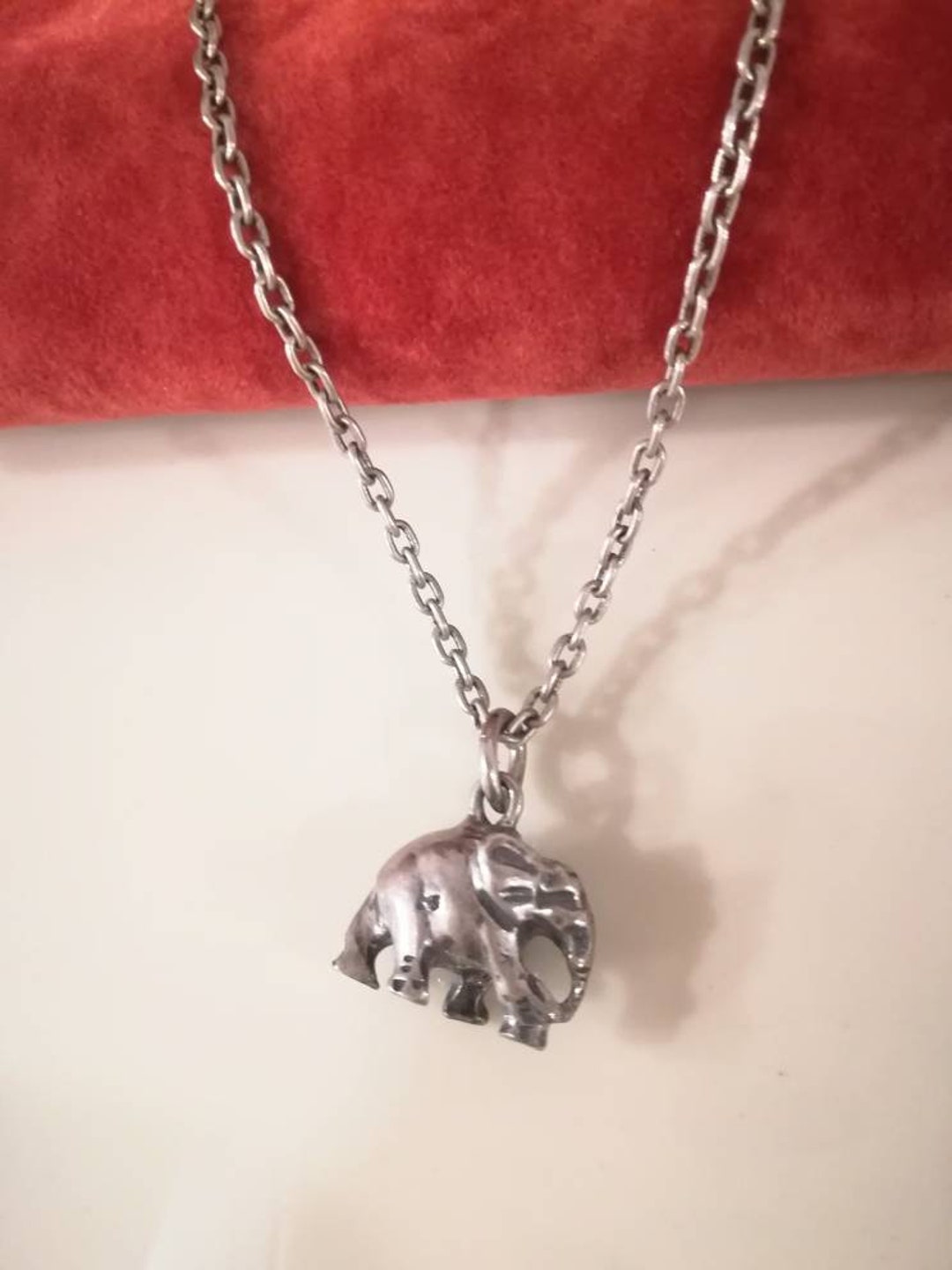 Silver Elephant Pendant Necklace Vintage - Etsy