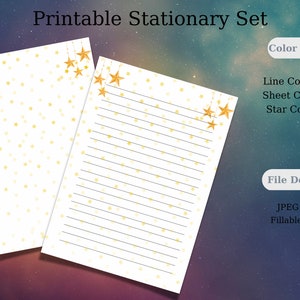 Star Paper, Star Line, Printable Stationary, Instant Download, Fillable ...