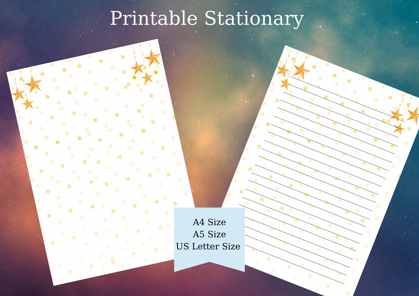 Star Paper Star Line Printable Stationary Instant Download - Etsy