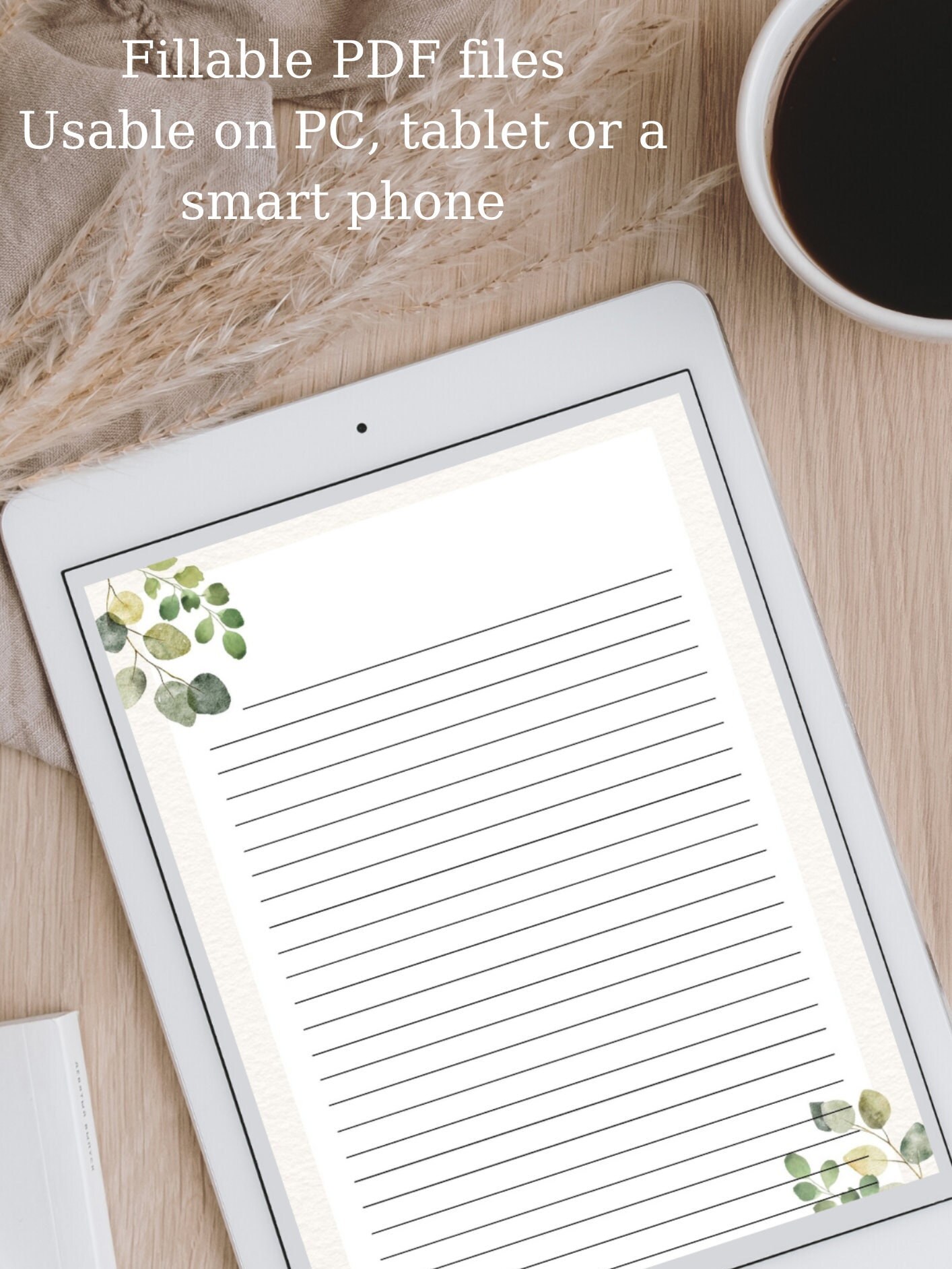 Botanical Letter Writing Paper Printable, Digital Download, Printable ...