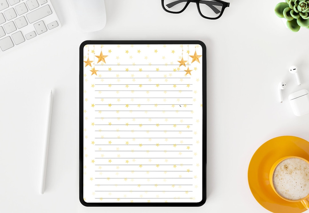 Star Paper, Star Line, Printable Stationary, Instant Download, Fillable ...