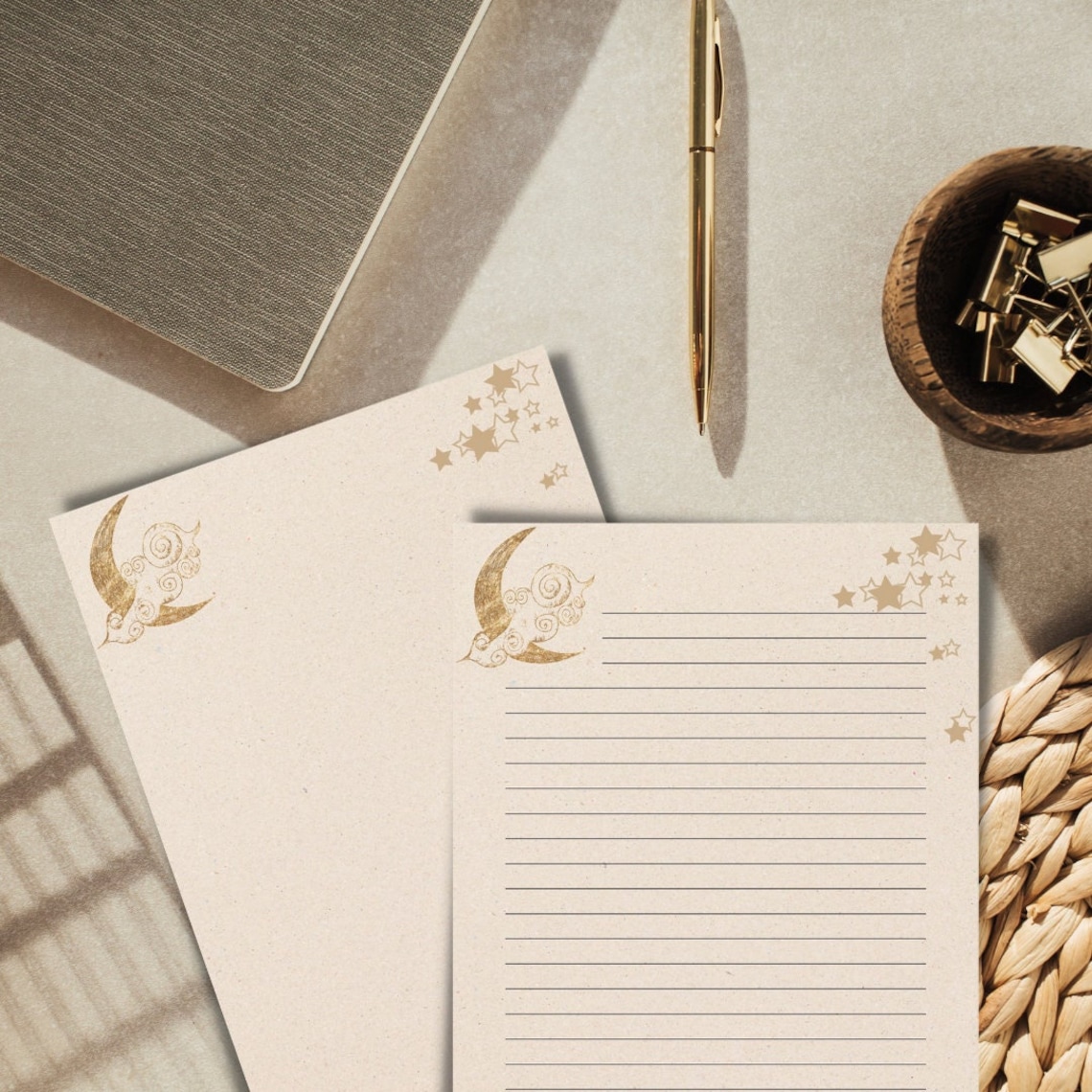 Moon and Stars Printable Stationery | Celestial Theme | Instant ...